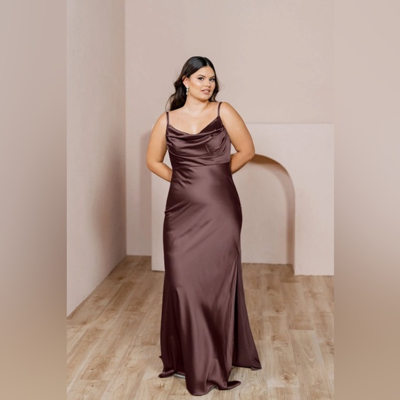 Revelry | Dresses | Revelry Skye Satin Dress In Mahogany 722 | Poshmark